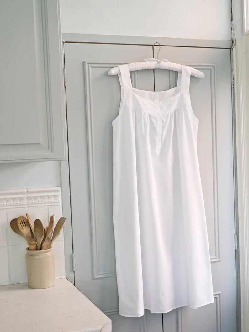 Pretty Pure Cotton Mid-calf Length Nightdress Buttoned-down the Front ...