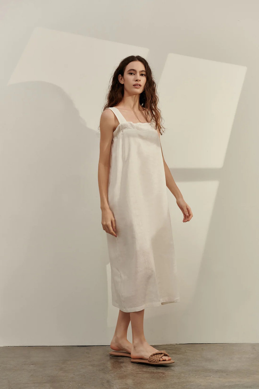 100% Linen Victorian Style White Nightdress , Nightgown , Sleepwear ...