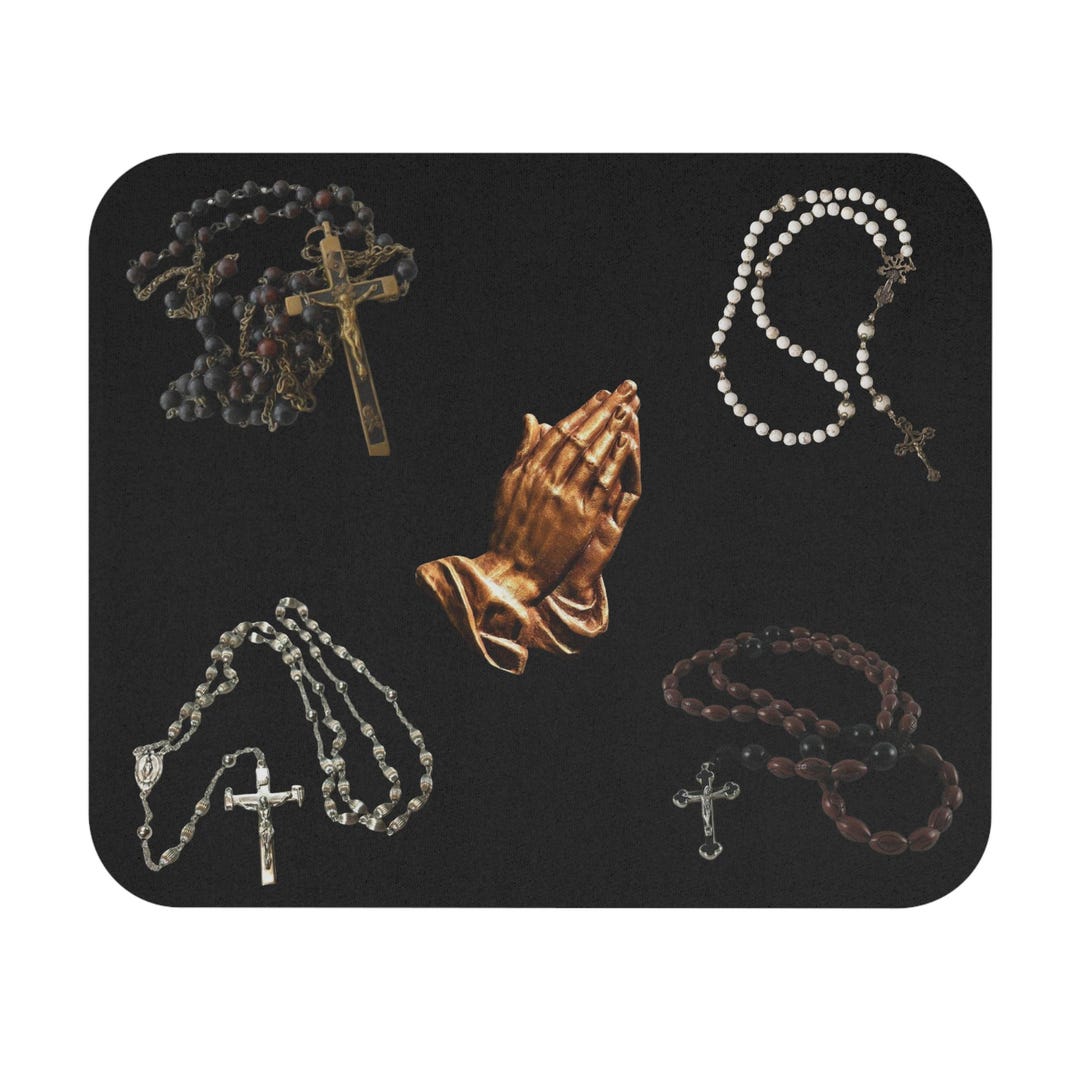 Gaming Mouse Pad - Praying Hands and Rosaries Religious Art Christian ...