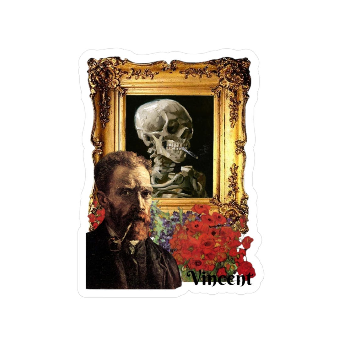 Vinyl Sticker / Decal Vincent Van Gogh Skeleton Smoking a Cigarette ...