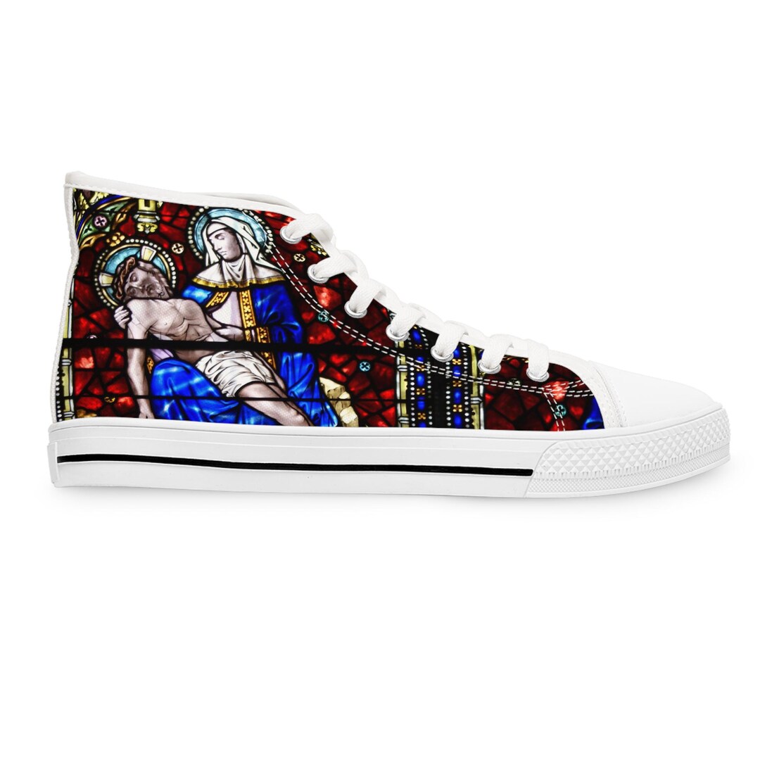 Women's High Top Sneakers - Mother Mary Holding Jesus Michaelangelo ...