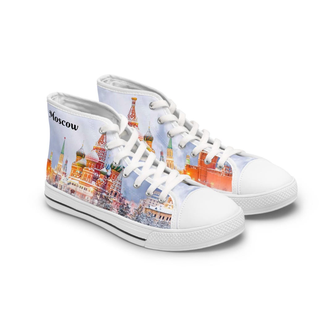 Women's High Top Sneakers Moscow Russia Kremlin City Skyline Unique ...