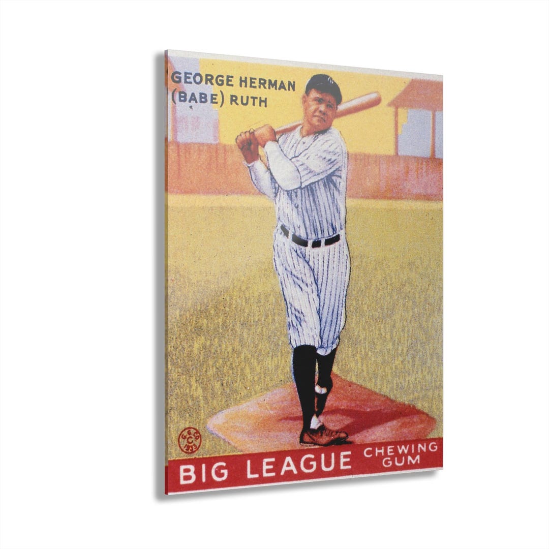 Made in USA Babe Ruth Baseball Card Blown up Acrylic Print (french ...