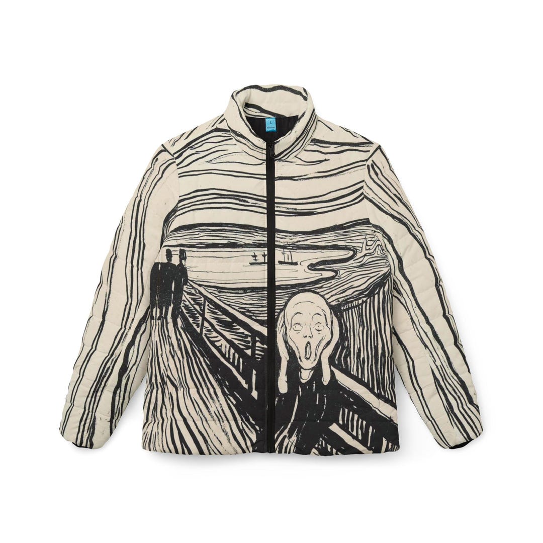 Women's Puffer Jacket / Coat - the Scream All Over Image - Stencil Art ...