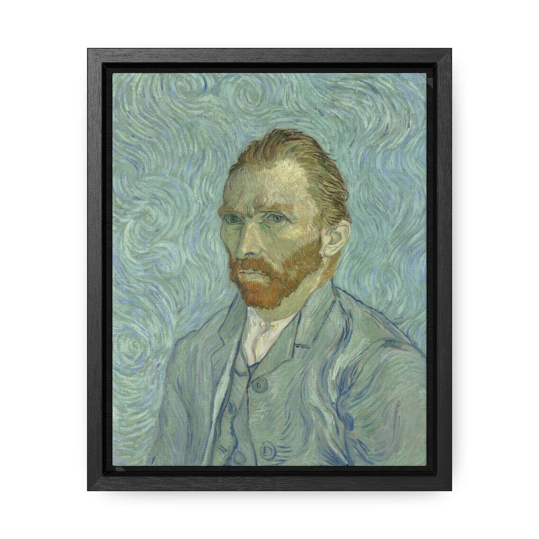 Vincent Van Gogh - Self Portrait on Canvas Blue Background Swirls ...