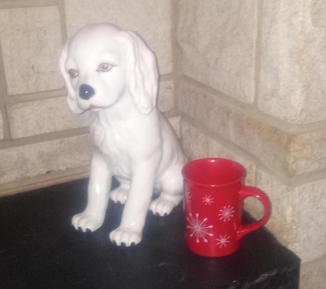 Large Ceramic Spaniel Dog Italy, White, Figurine, Statue, Hunting Dog ...
