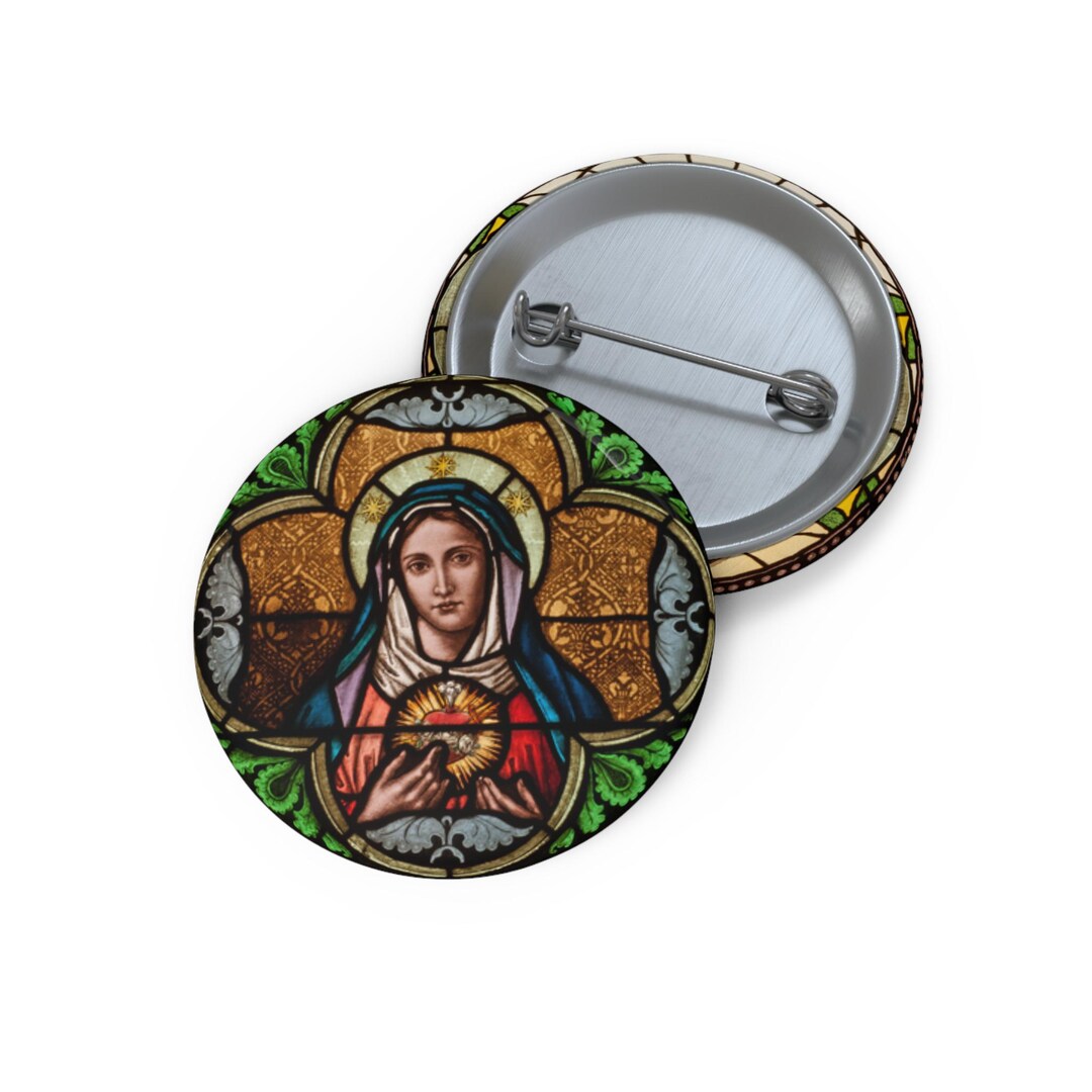 Virgin Mother Mary Pin - 3 Sizes to Choose From - Stained Glass Window ...