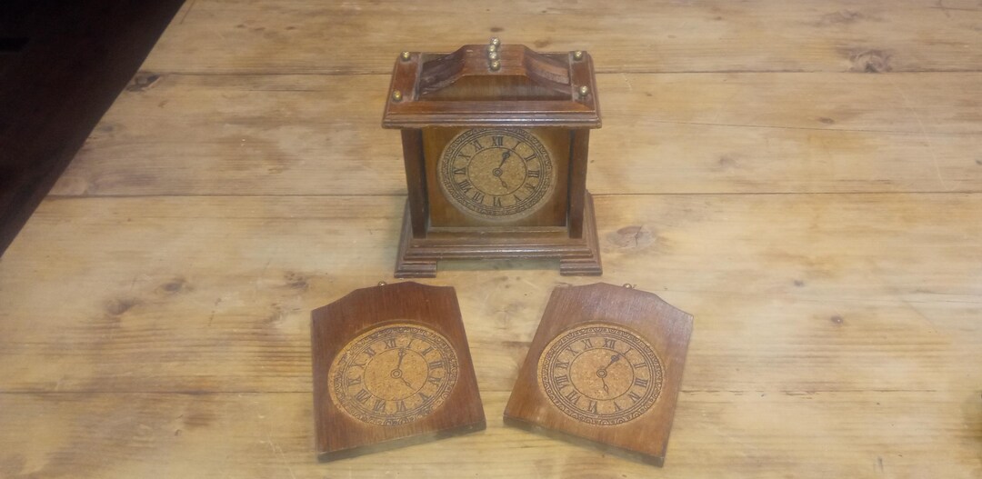Vintage Grandfather Clock Drink Coasters - Made From Wood & Cork ...