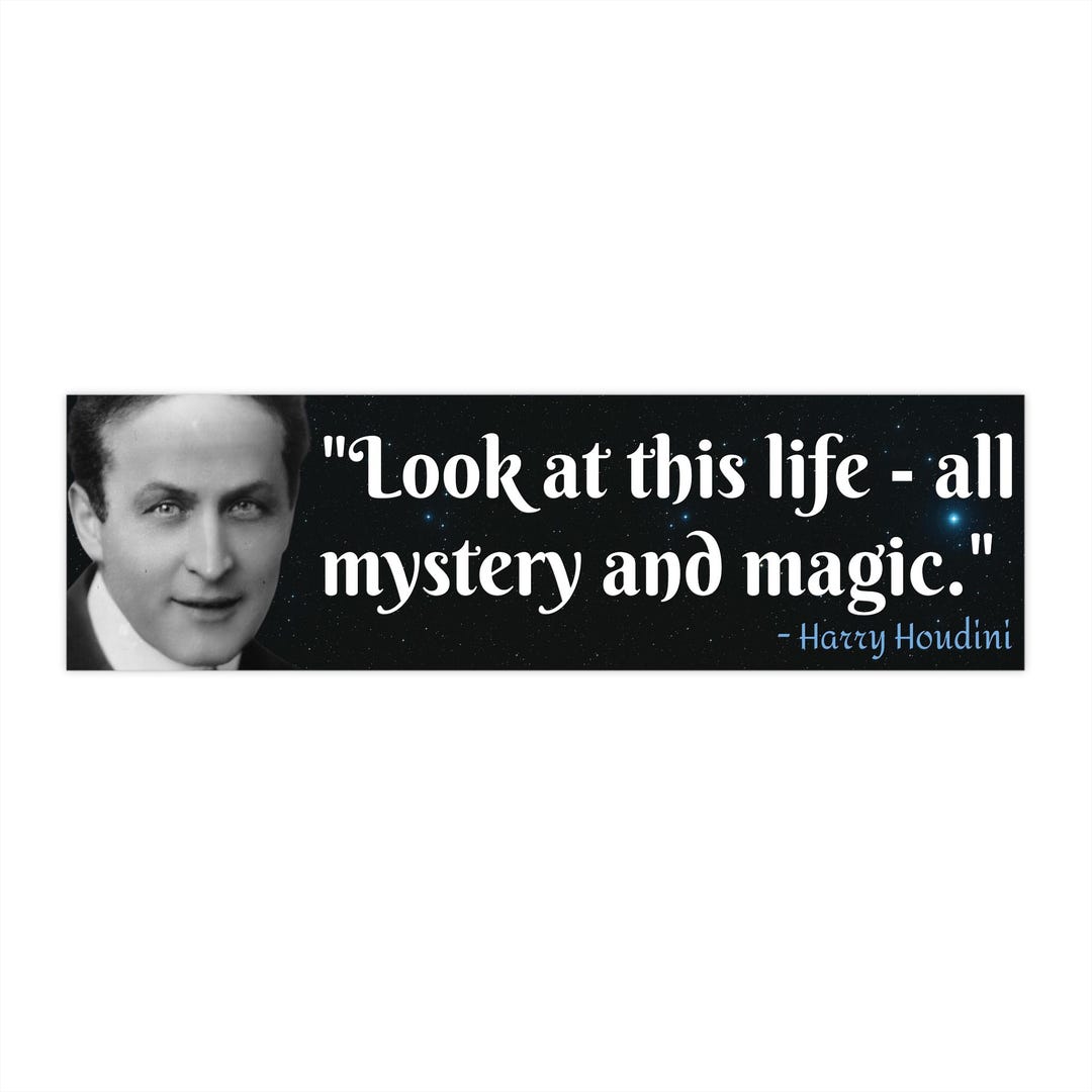 Vinyl Bumper Sticker - Harry Houdini Quote - Look at This Life All ...
