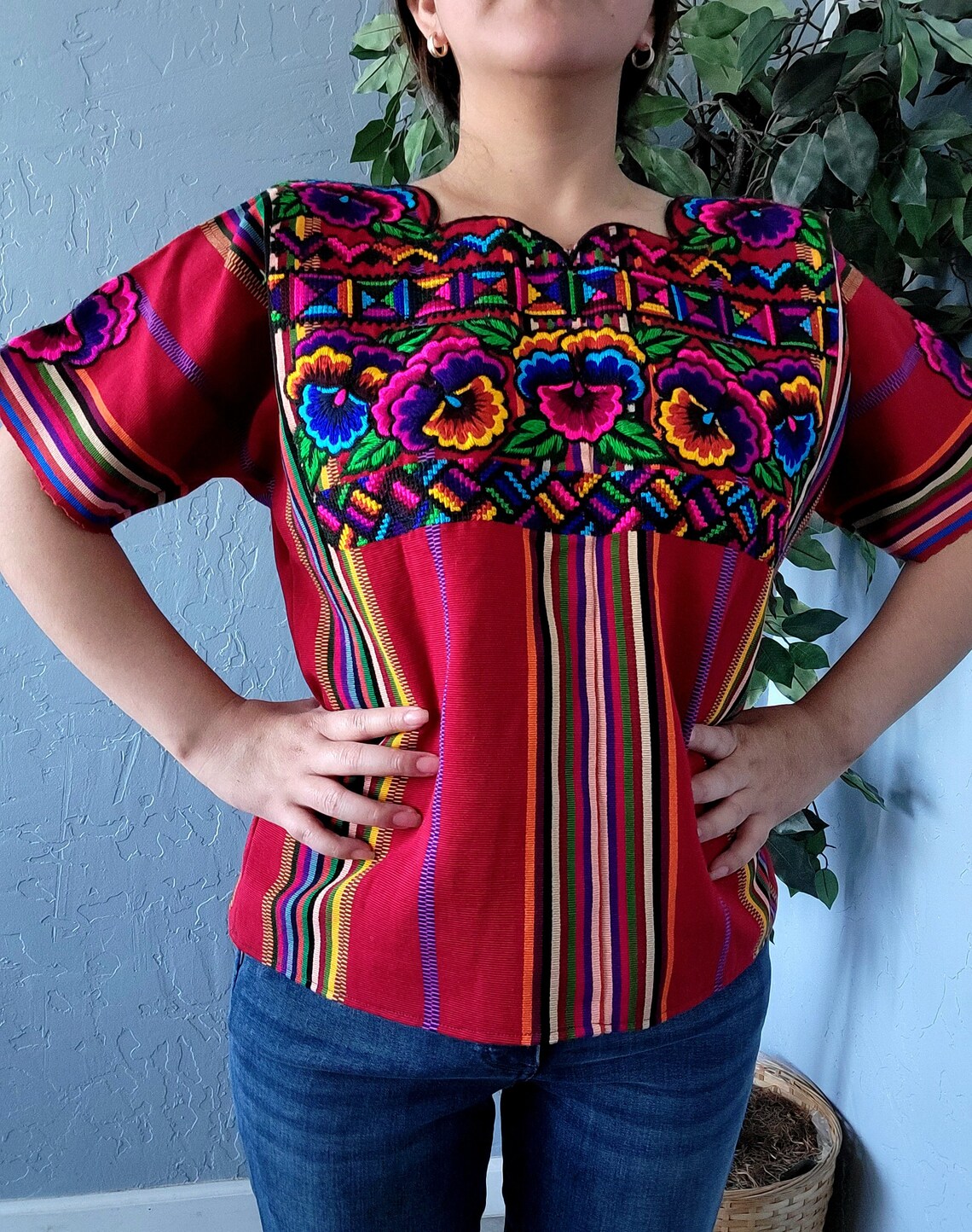 Typical Guatemalan Guipil, Blouse Made With Backstrap Loom, Hand and ...