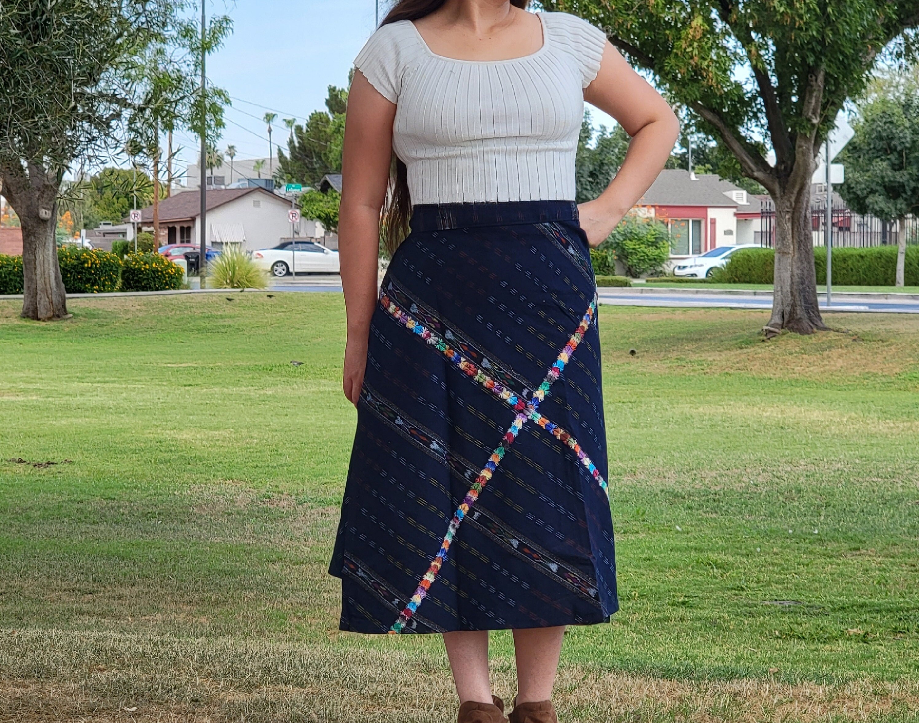 Guatemalan Wrap Skirt, Overlapping Skirt, Vintage Skirt, Marbled Skirt ...