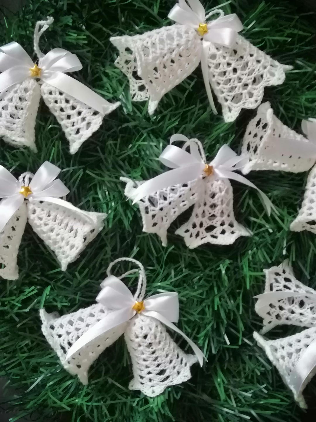 Set of 12 Crochet Double Bells. Pendants, Baubles, Christmas Tree ...