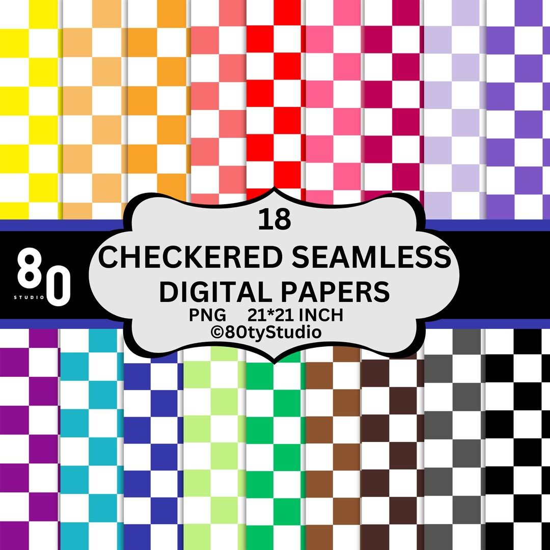 Checkered Pattern Digital Paper, Scrapbook, Rainbow Background ...