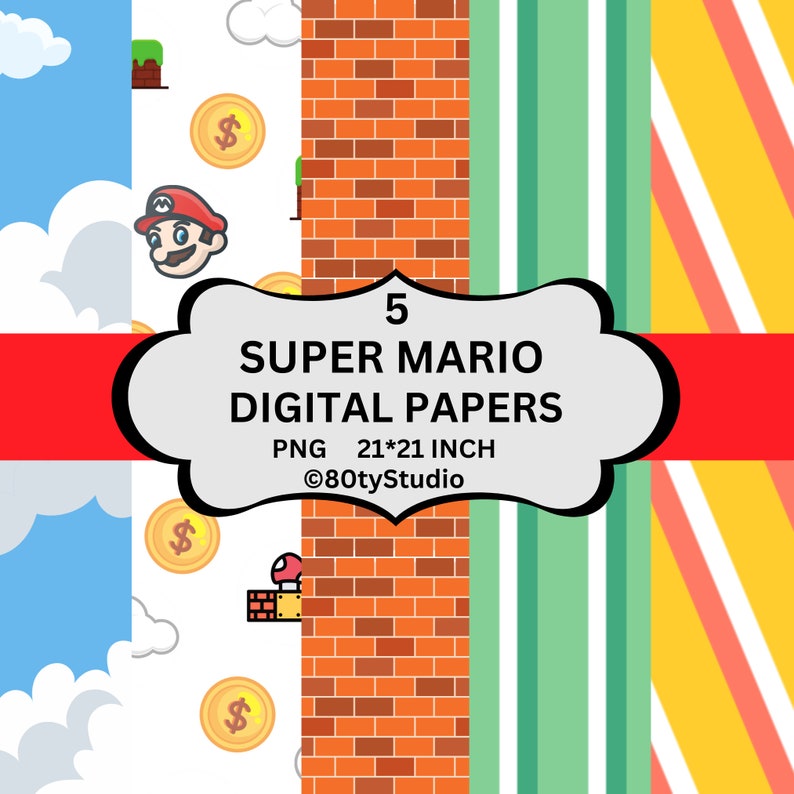 Mario Digital Paper Pack, Super Mario, High Quality, Digital Download ...