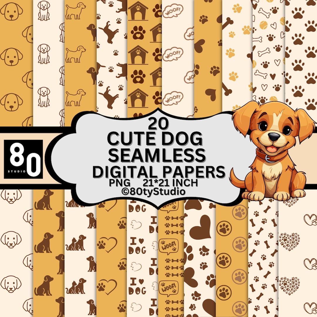 Dog Seamless Digital Papers, Paw Print Digital Paper, Animal Scrapbook ...