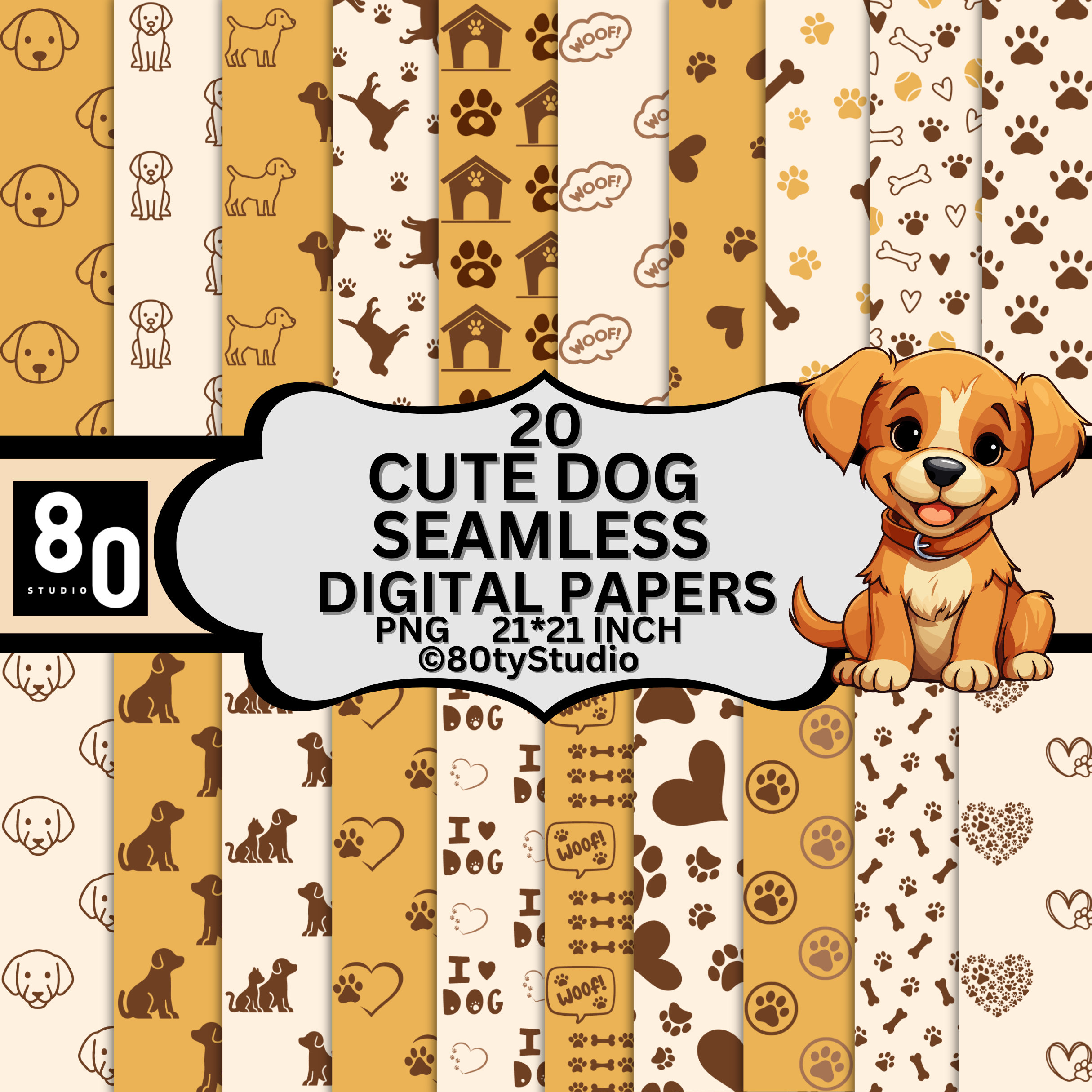 Dog Seamless Digital Papers, Paw Print Digital Paper, Animal Scrapbook ...