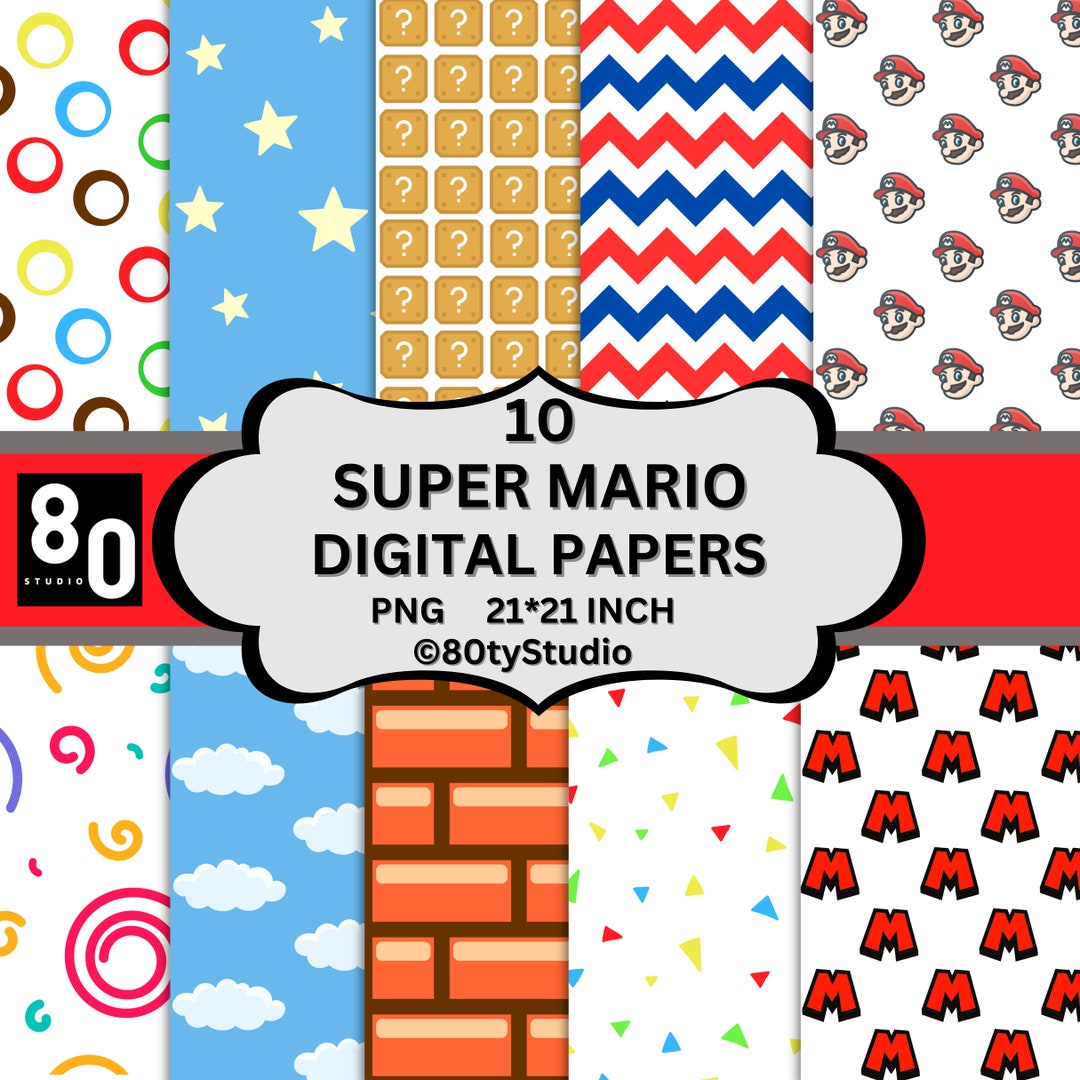 Mario Digital Paper Pack, Super Mario, High Quality, Digital Download ...