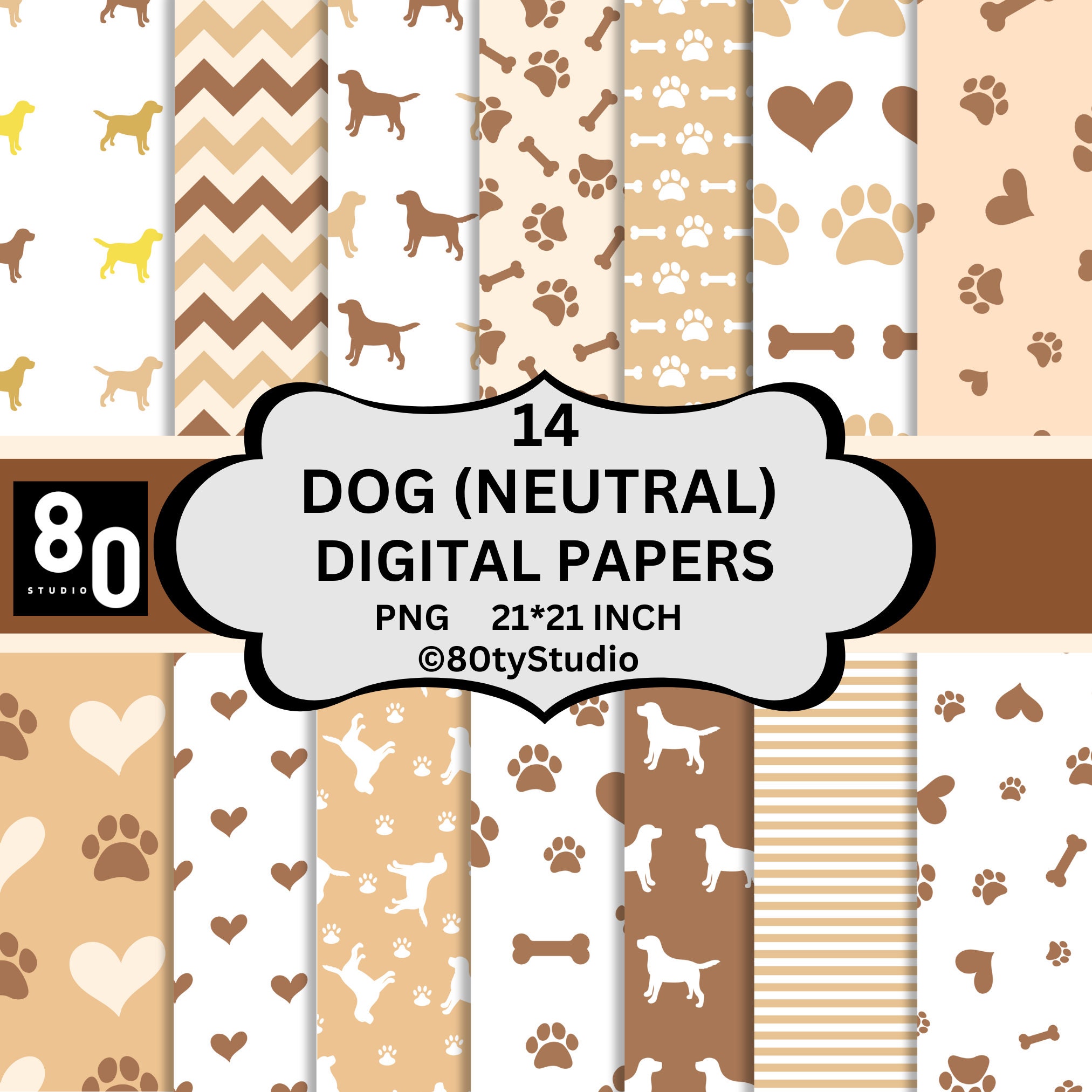 Dog Digital Papers, Paw Print Digital Papers, Animal Scrapbook, Animal ...