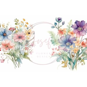Pastel Watercolor Wildflower Clipart Bundle | Delicate Blossoms in Soft ...