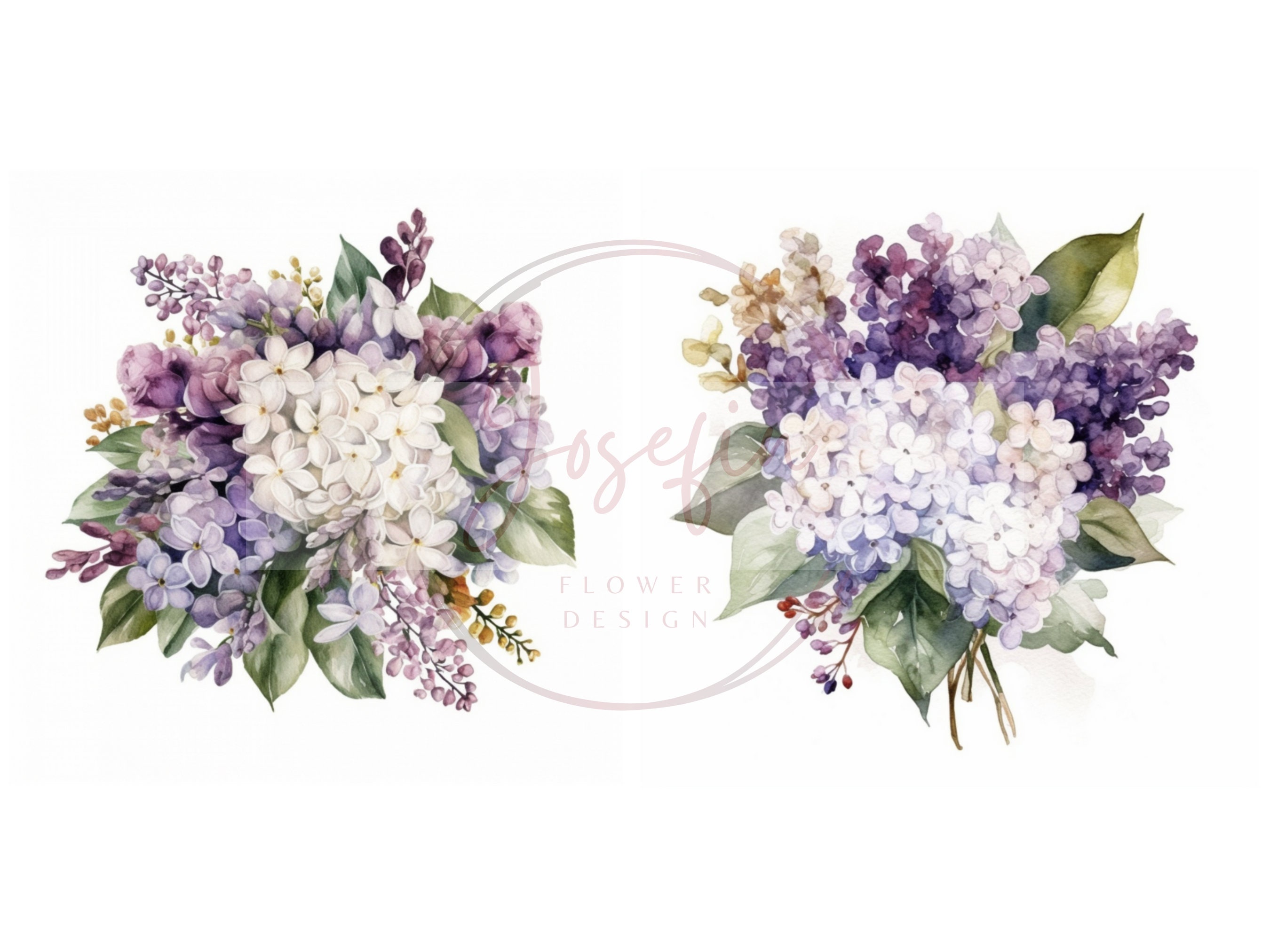 Watercolor Lilacs Clipart, Purple Lilacs, White Lilacs, Digital ...