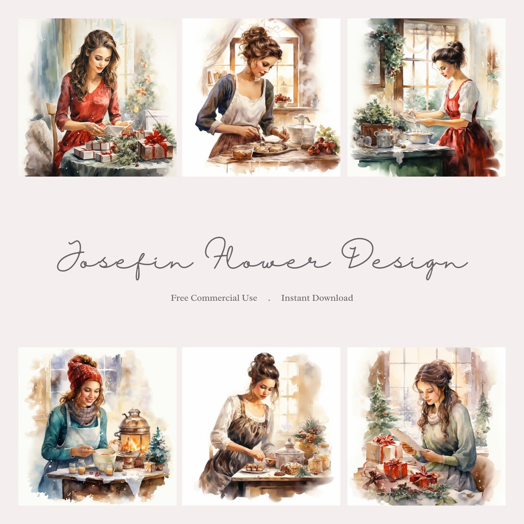 Christmas Clip Art Bundle Nostalgic Old Fashion, Cozy Vintage Family ...