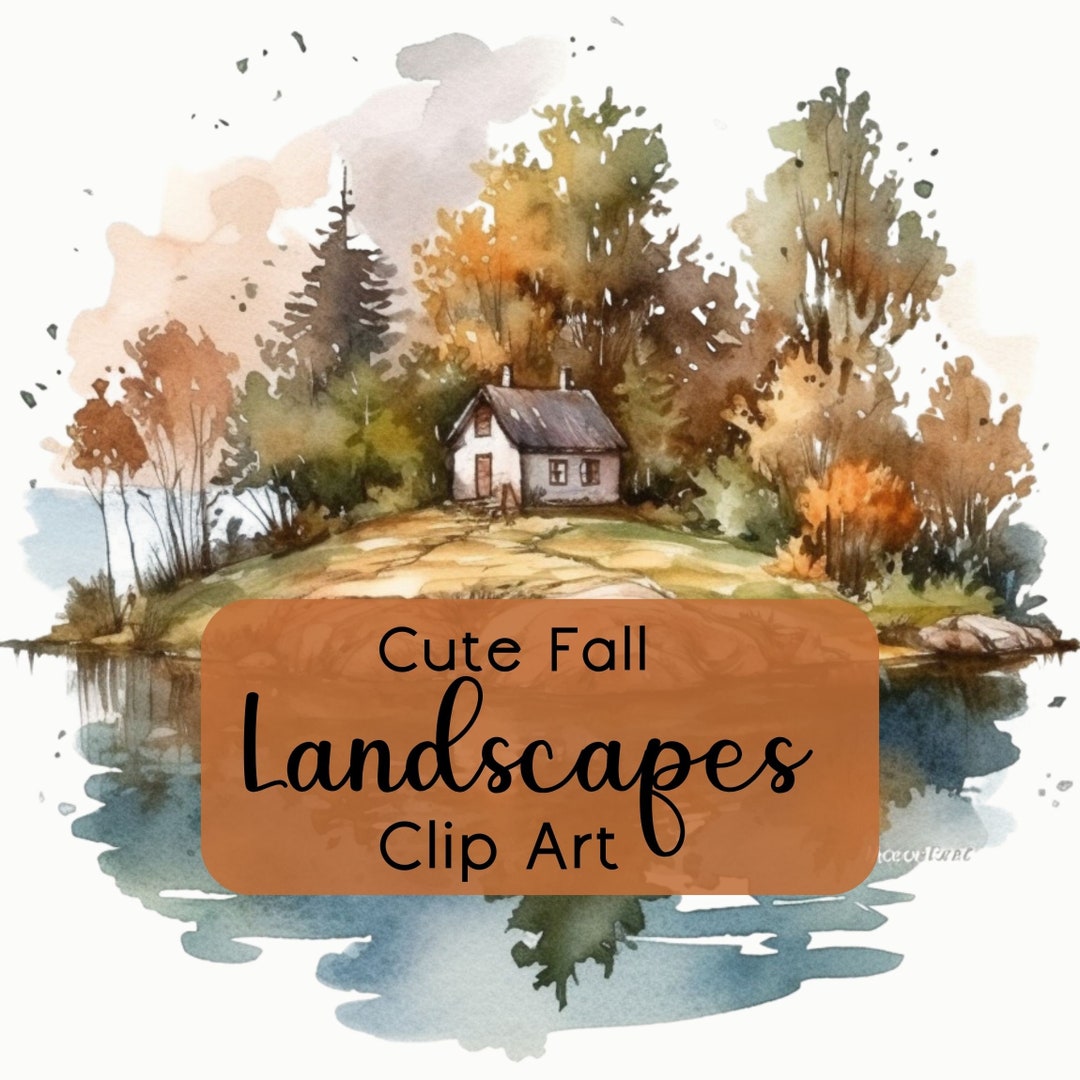 Fall Watercolor Clip Art Landscapes Insteant Download Bundle Free ...