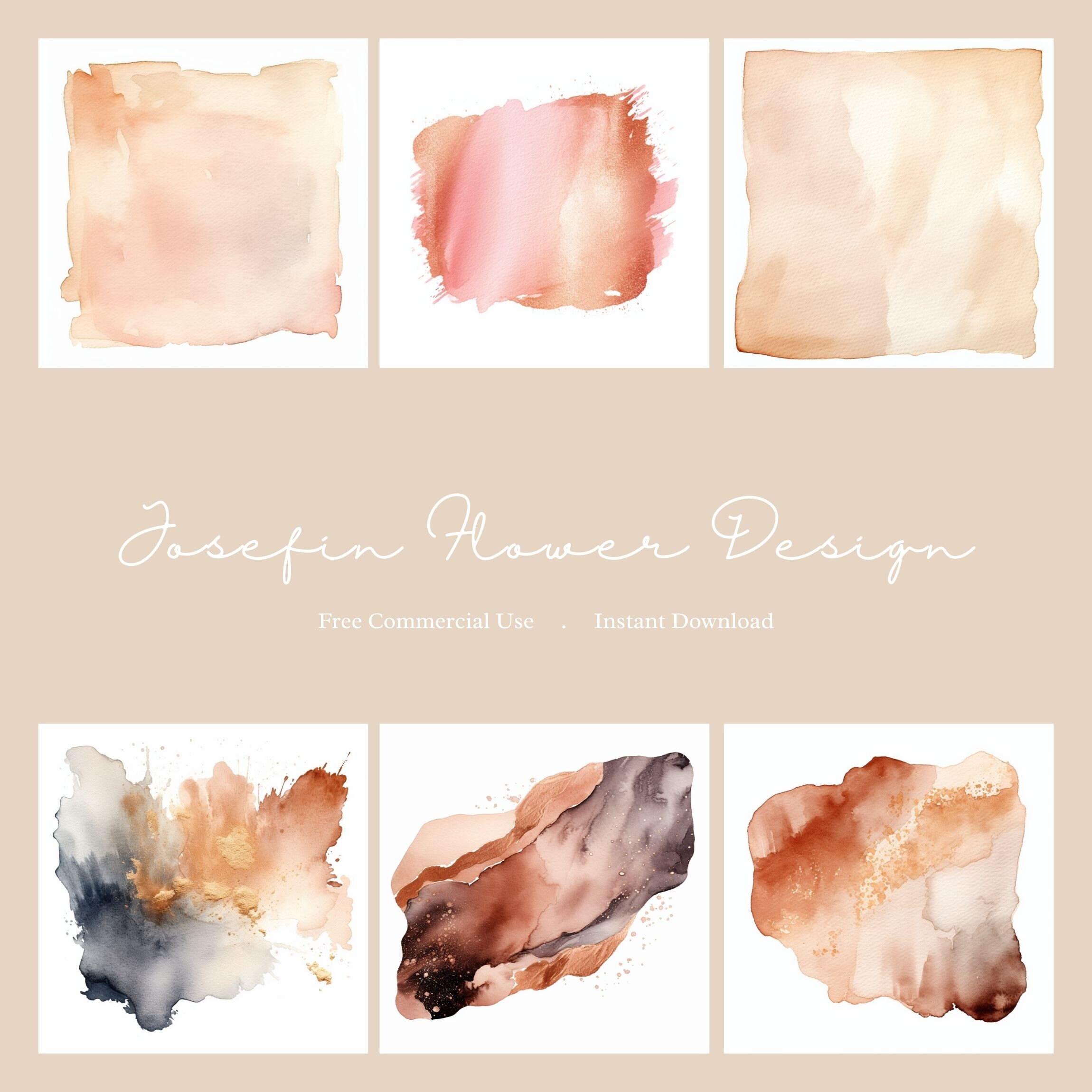 Neutral Watercolor Background Patches Rose Gold and Copper for Social ...