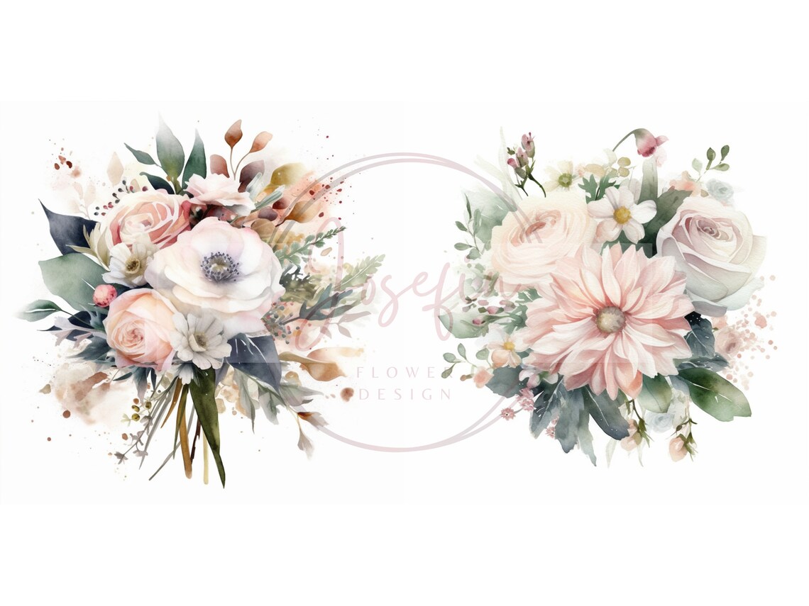 Matte Rose Gold Flower Clipart Watercolor Dusty Pink Wedding - Etsy