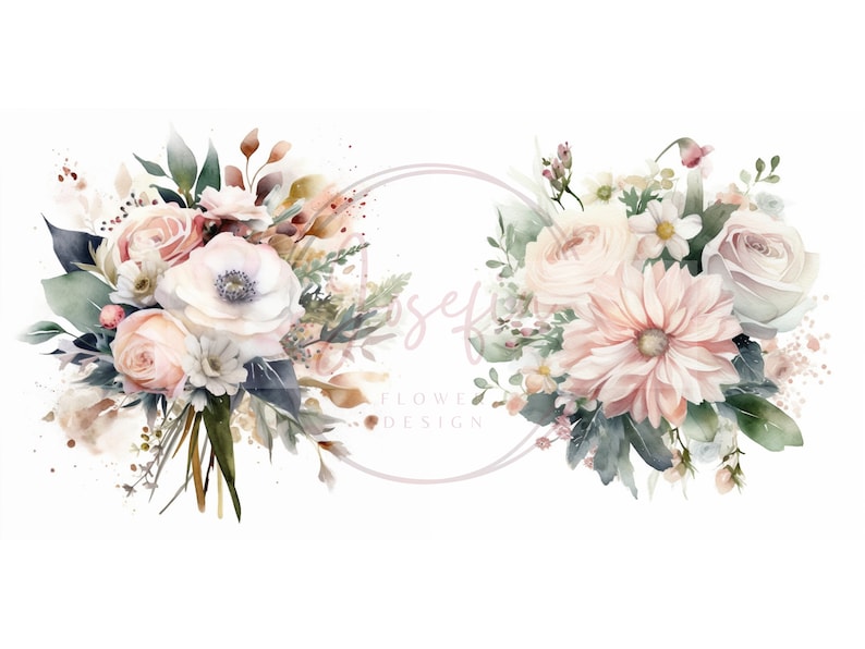 Matte Rose Gold Flower Clipart Watercolor Dusty Pink Wedding - Etsy