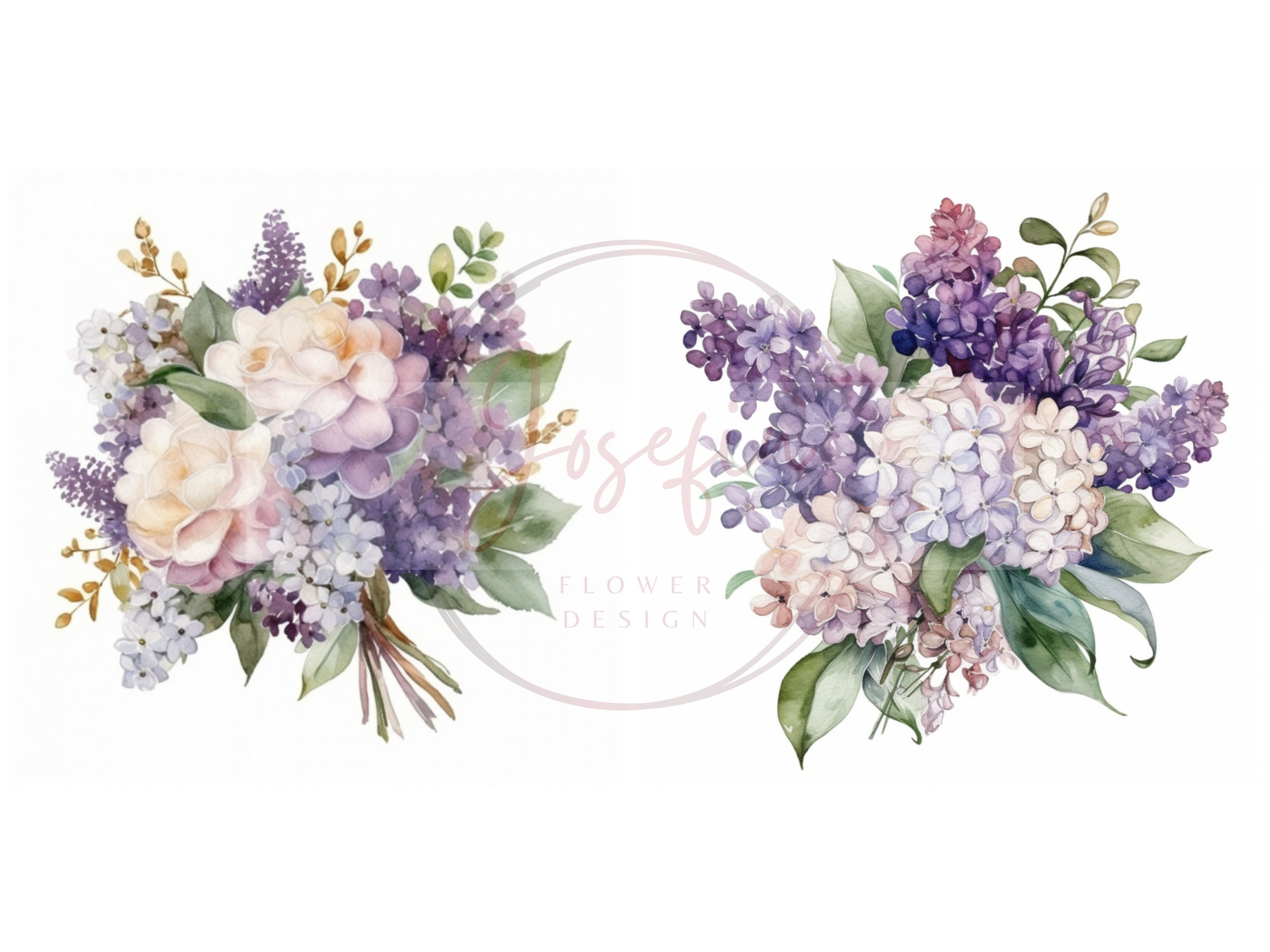 Watercolor Lilacs Clipart, Purple Lilacs, White Lilacs, Digital ...