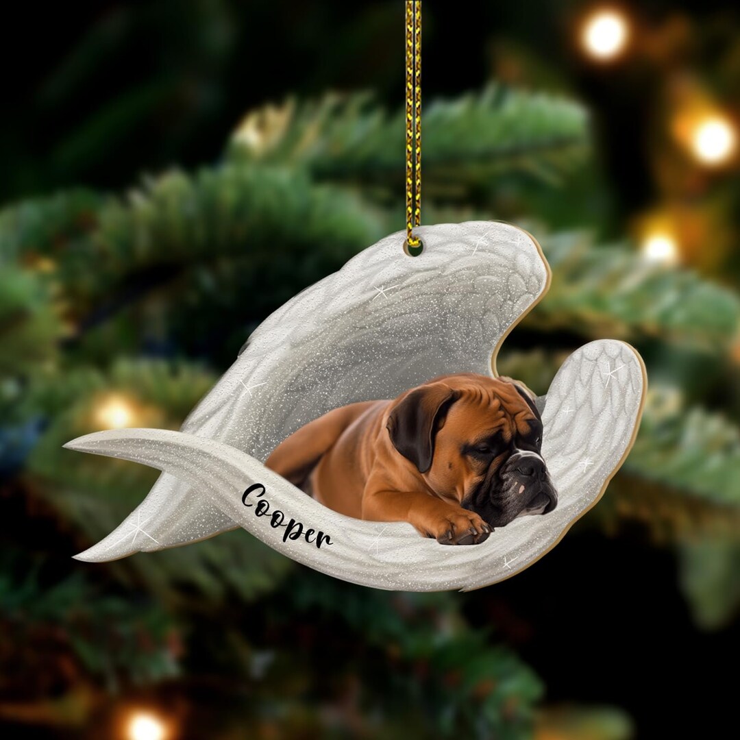Personalized Boxer Sleeping Angel Wing Flat 2D Memorial Dog - Etsy UK
