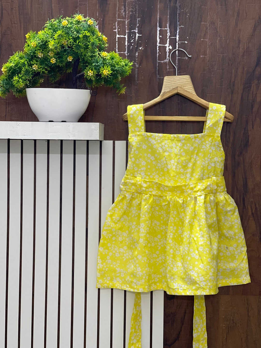 Cotton Floral Printed Yellow Color Frock - Etsy
