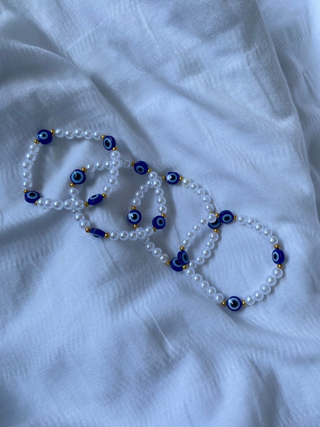 Evil Eye Pearl Bracelets - Etsy
