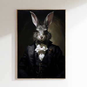 Victorian Rabbit Portrait Painting Gothic Rabbit Art Print Dark ...