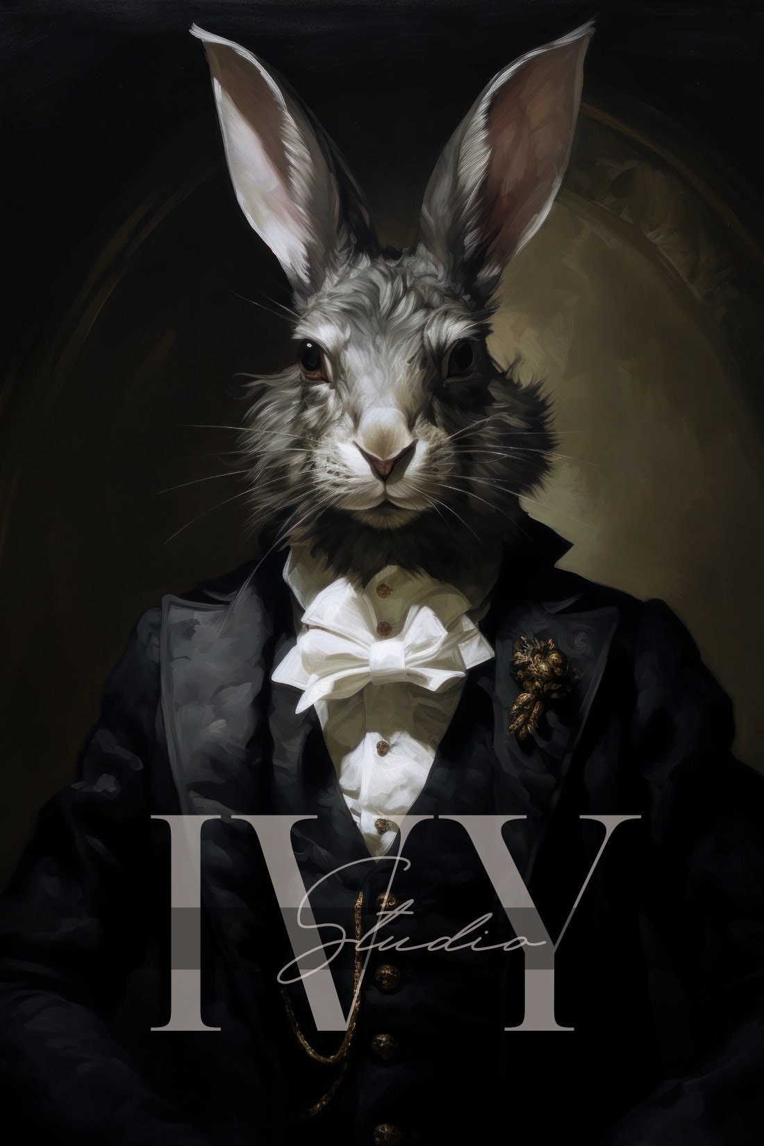 Victorian Rabbit Portrait Painting - Gothic Rabbit Art Print - Dark ...