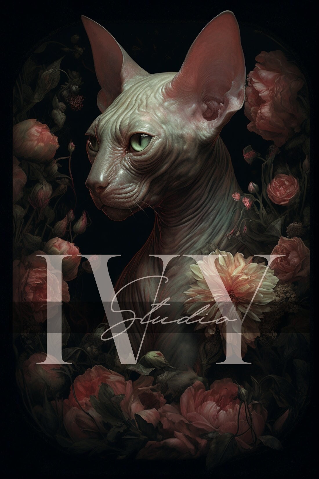 Sphinx Cat Painting Digital Art Print Witch Wall Art - Etsy
