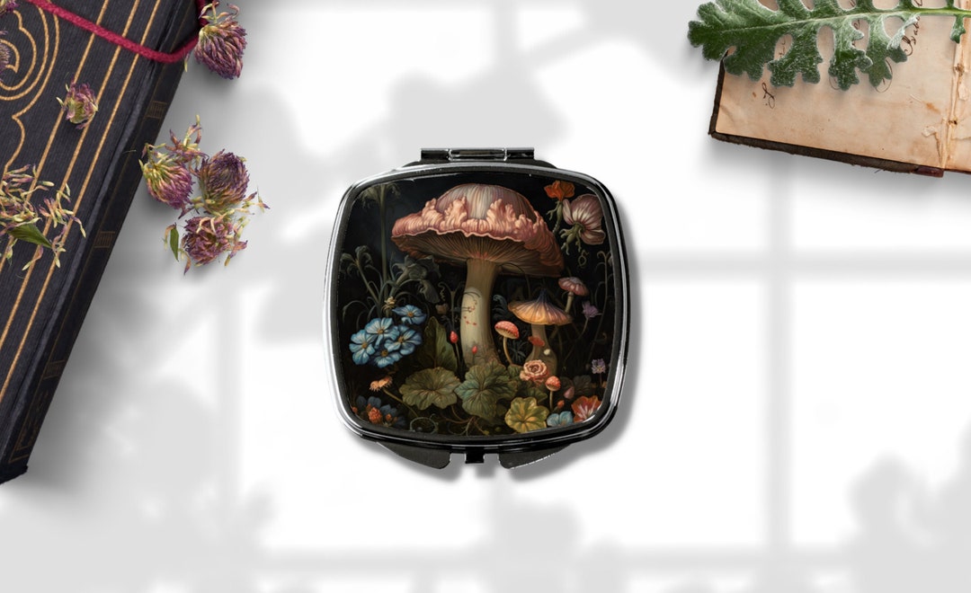 Mushroom Compact Mirror Dark Cottagecore Goblincore Moody Vintage Art ...