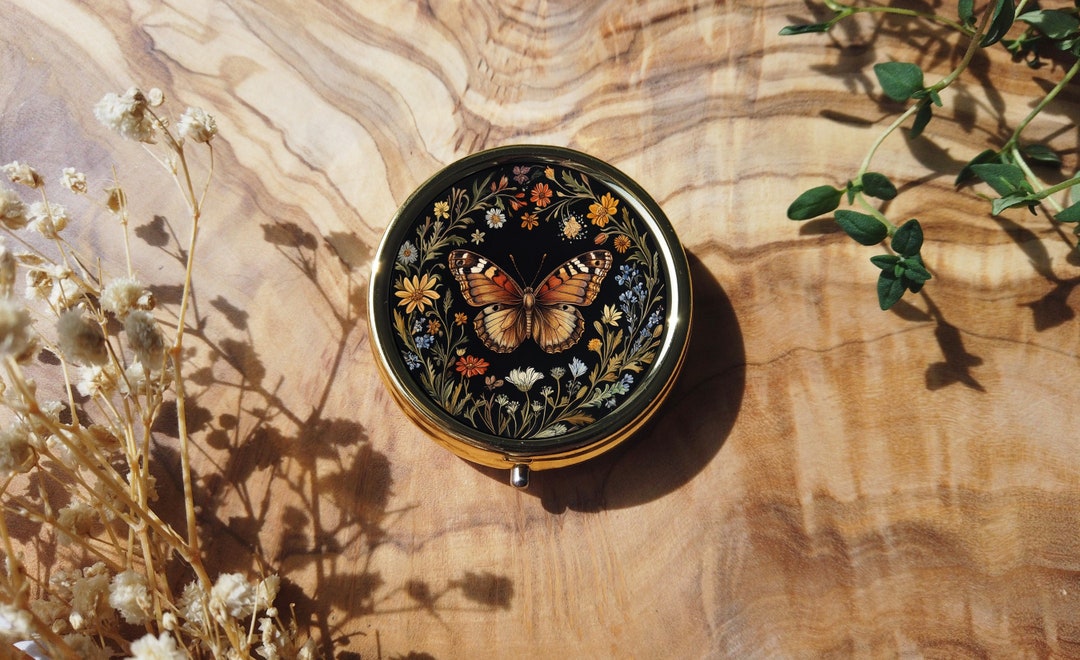 Vintage Butterfly Pill Box - William Morris - Dark Cottagecore Pill ...
