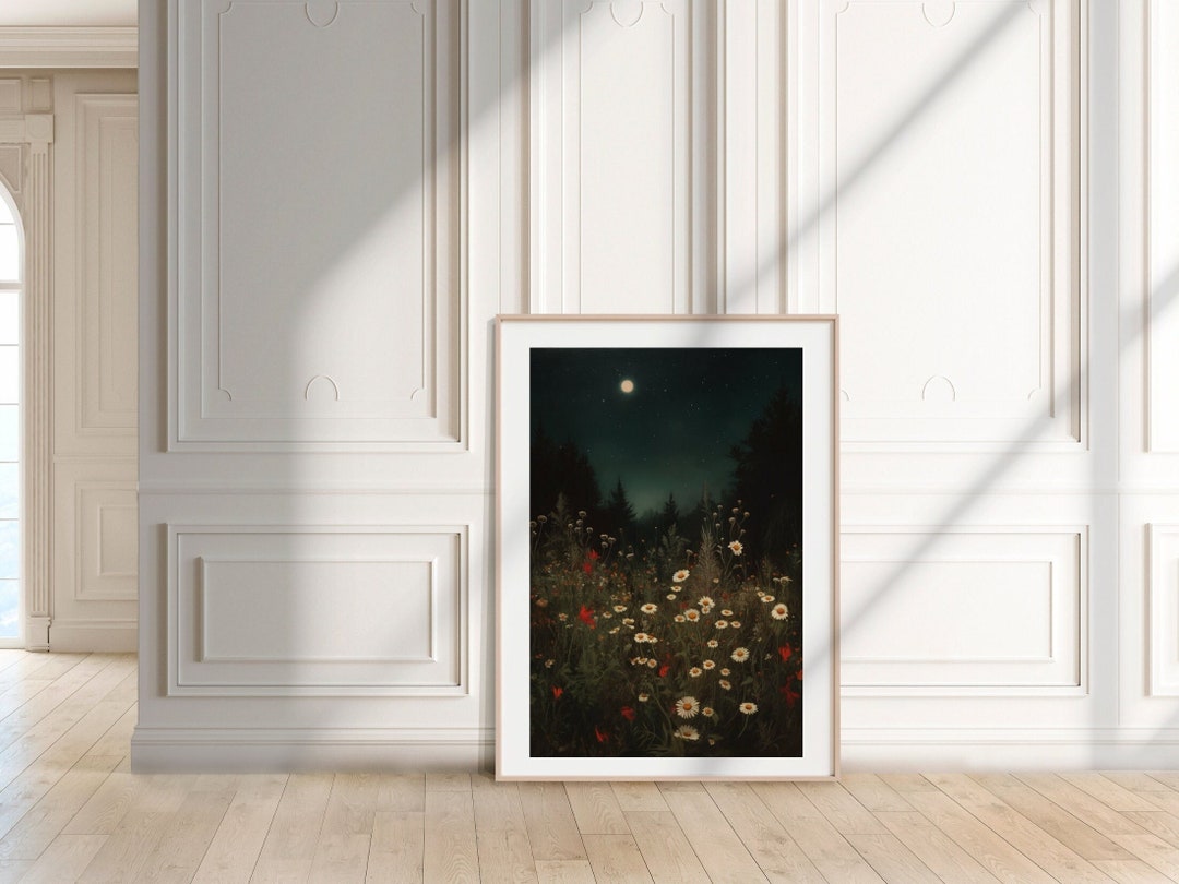 Midnight Wildflowers Dark Cottagecore Prints Moody Vintage - Etsy