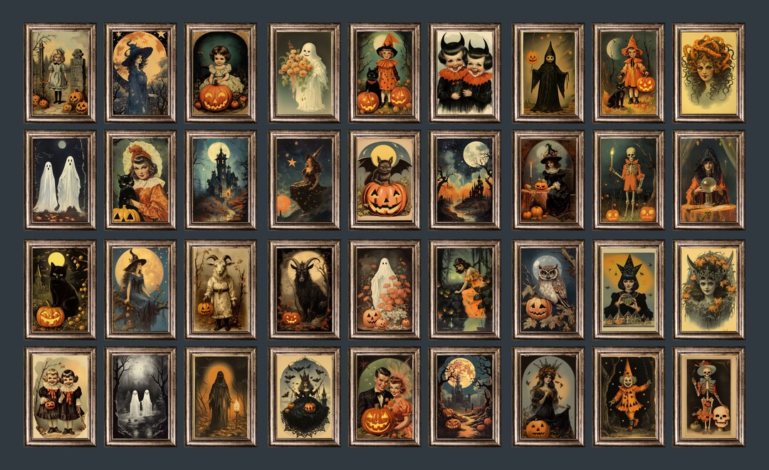 Vintage Halloween Print Set of 36 - Halloween Prints - Gothic Art ...