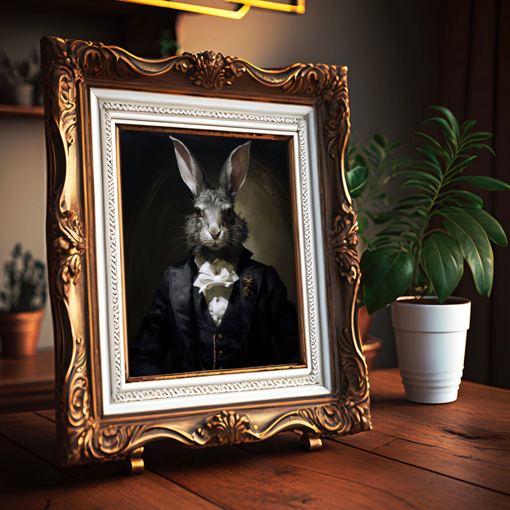 Victorian Rabbit Portrait Painting Gothic Rabbit Art Print - Etsy UK