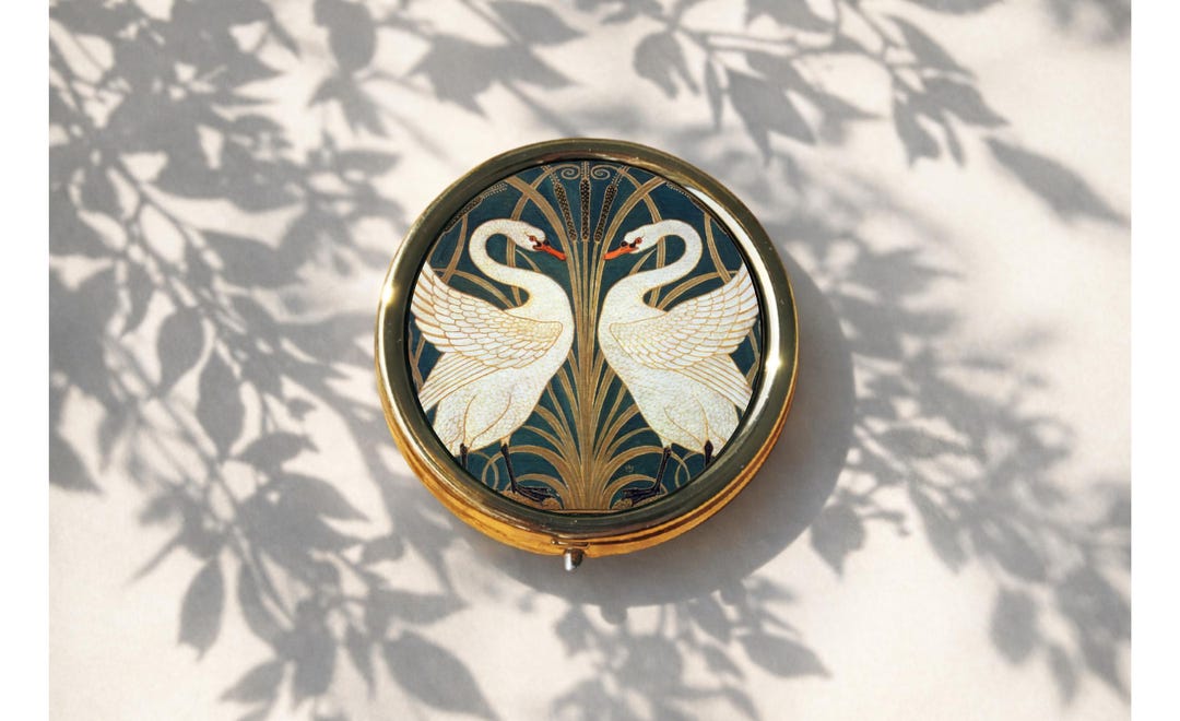 Swan Pill Box Art Nouveau Style Vintage Inspired Medicine Case Elegant ...