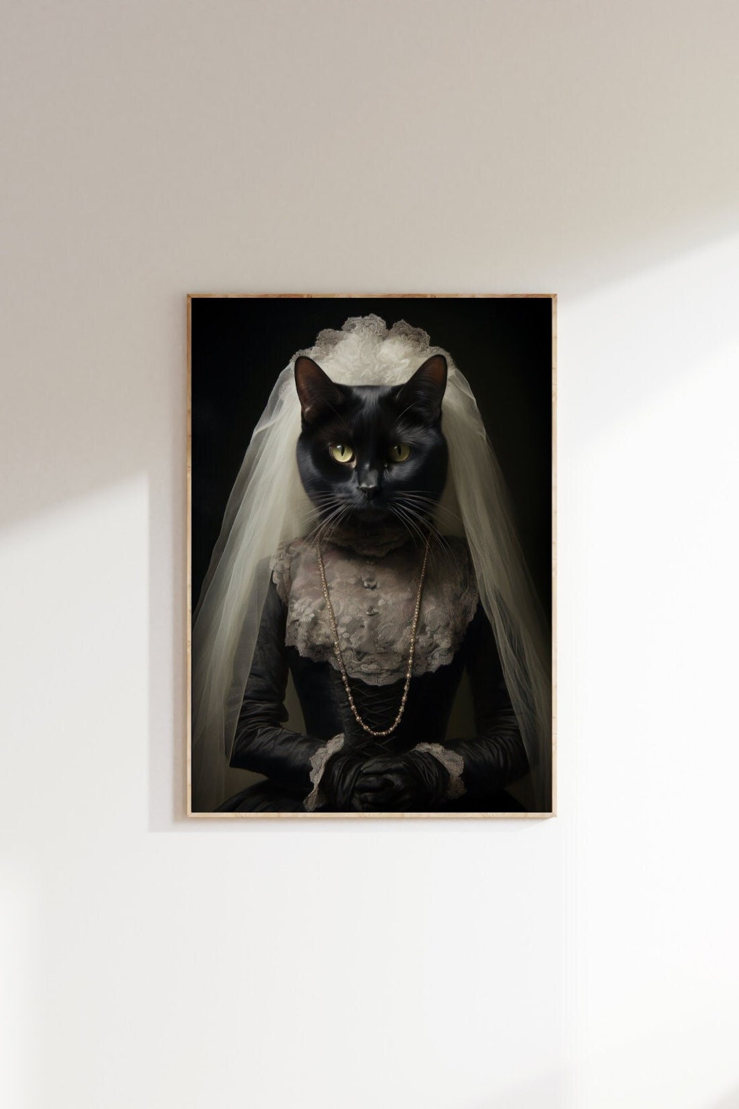 Vintage Cat Painting - Gothic Cat Portrait - Dark Academia Print ...