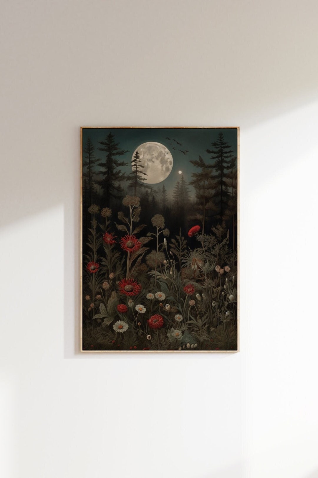 Moon at Midnight - Dark Cottagecore - Moody Vintage Art - Dark Forest ...