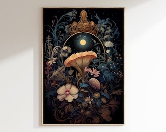 Gothic Botanical Art Prints Dark Cottagecore Decor Mushroom Art Goth ...