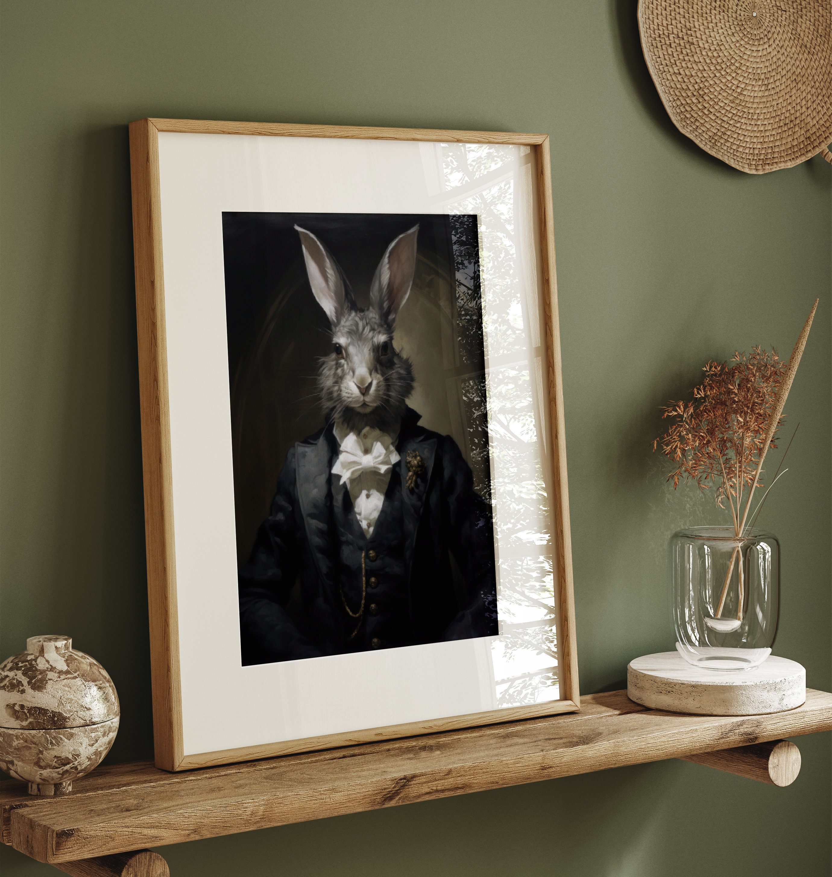 Victorian Rabbit Portrait Painting Gothic Rabbit Art Print - Etsy