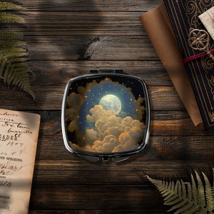 Vintage Celestial Mirror Witchy Pocket Mirror Celestial Art Dark ...