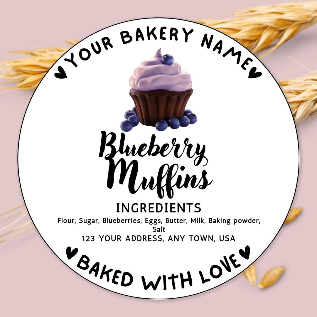 Editable Food Label Template: Blueberry Muffin Stickers (canva, Digital ...