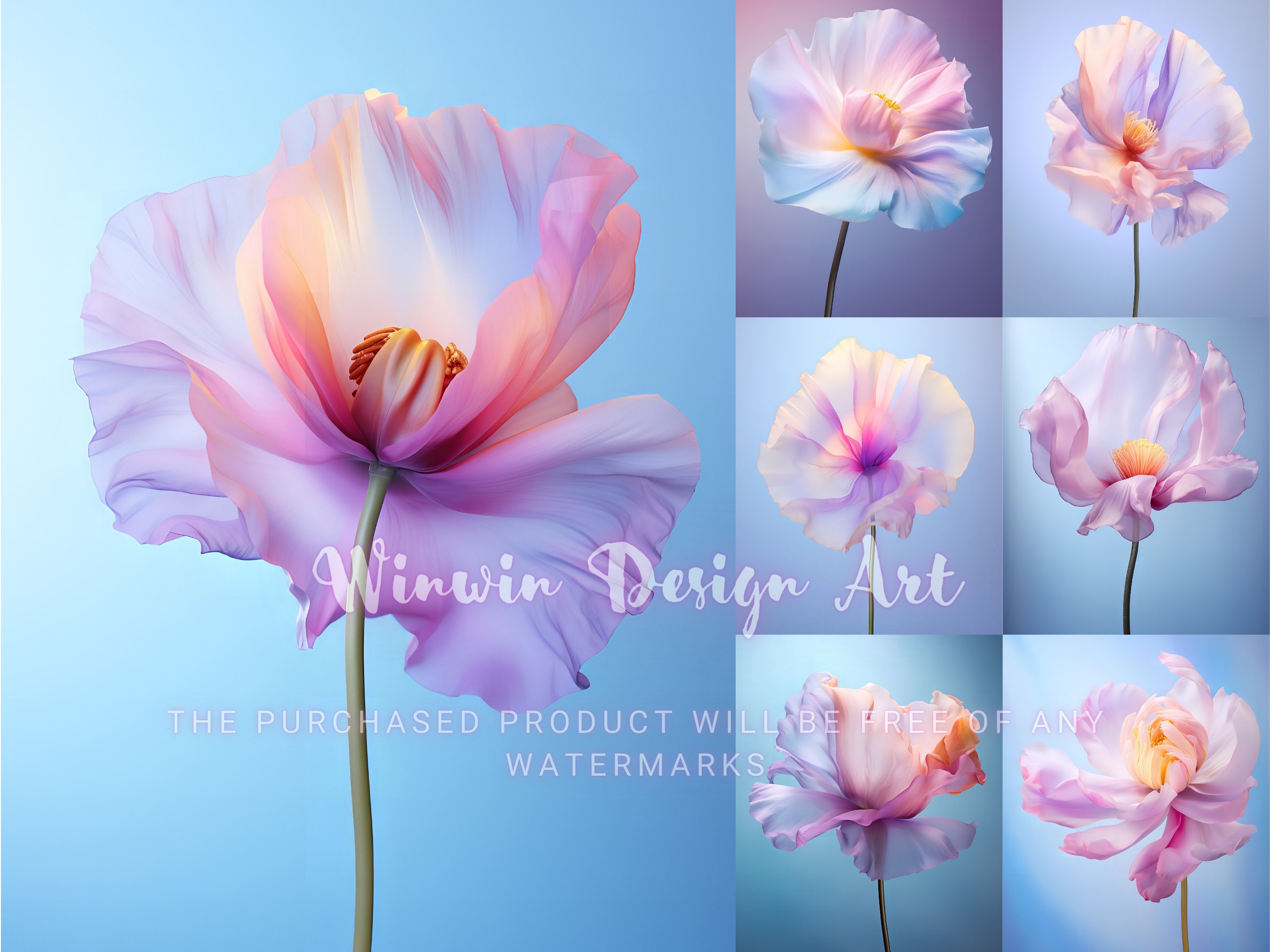 50 Flower Digital Backdrop Colorful Floral Digital Background Wedding ...