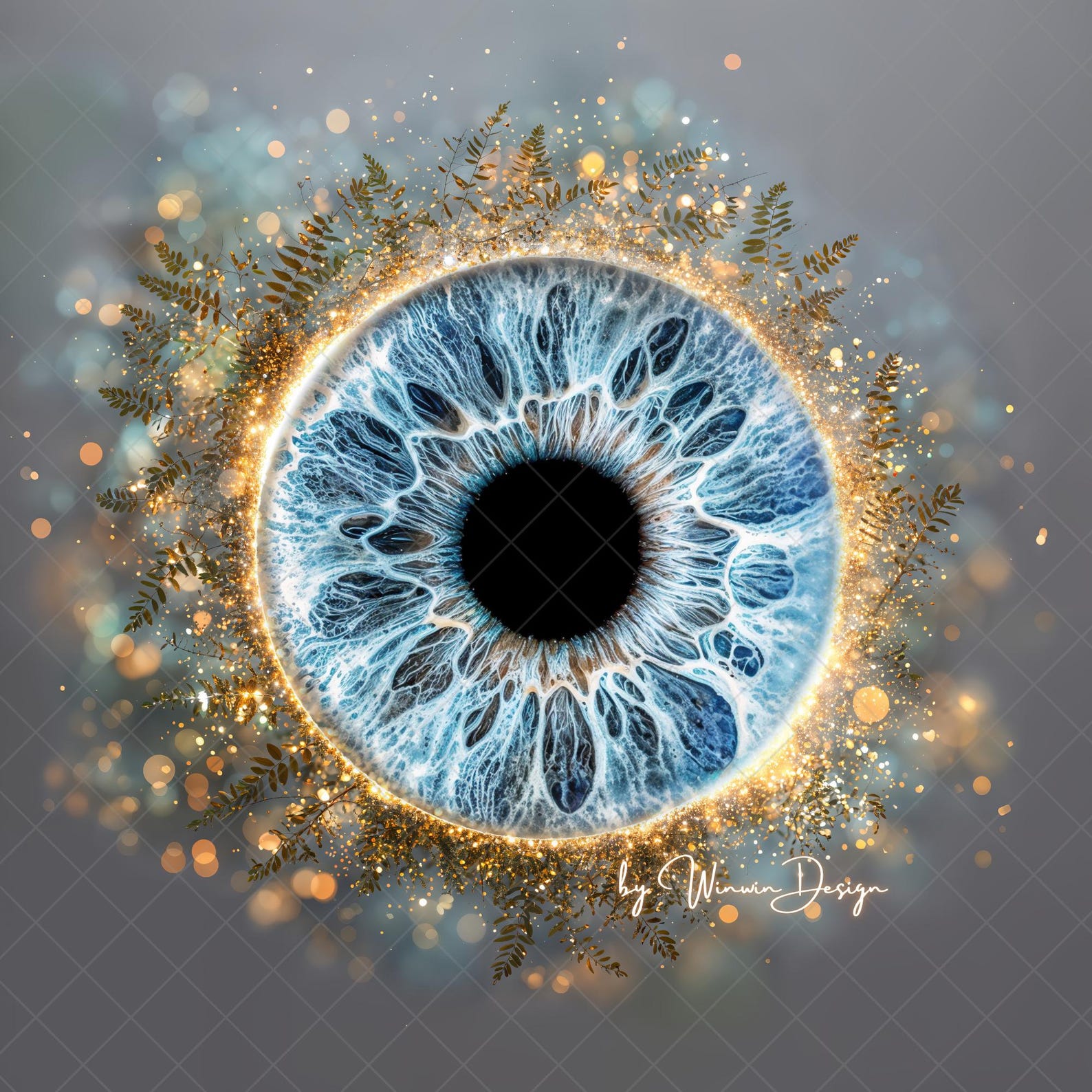 Eye Iris Overlay Background – Glittering Green Leaves Eye Insert ...